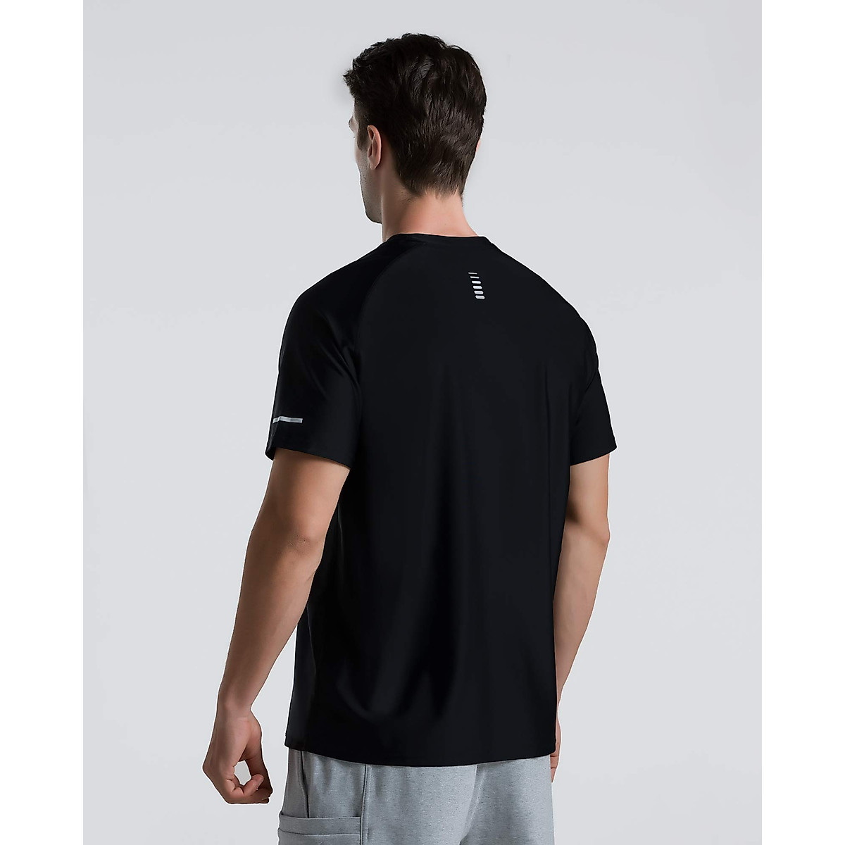 Men's Cooling Ice Silk Running Shirts Quick Dry Short Sleeve Athletic Gym T-Shirts UPF 50+ Outdoor Workout Tshirts Black