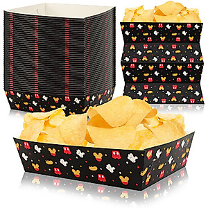 Mouse Birthday Party Supplies,50 Pack Mouse Party Favors Large Paper Food Trays Mouse Paper Food Boats Disposable Serving Tray Snack Trays for Mickey Mouse Theme Birthday Party Decorations