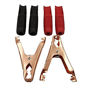 CERRXIAN 2 Piece 90mm Long Battery Alligator Clips, Black Red 100A Insulated Replacement Battery Clamps Jumper Cables Boost Clips for Car Auto Vehicle Boat