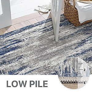 BEIMO 8X10 Area Rugs for Living Room Bedroom, Modern Abstract Blue Print Indoor Machine Washable Area Rug, Distressed Throw Non Slip Backing Runner Rug for Hallway Entryway
