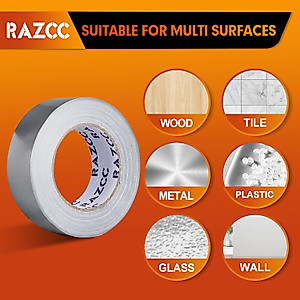 RAZCC Duct Tape, Silver Duct Tape, 12 Rolls - Heavy Duty, Flexible, No Residue, All-Weather and Tear by Hand, 30 Yard x 2 Inch Per Roll - Bulk Value for Indoor & Outdoor Repairs, Industrial Use