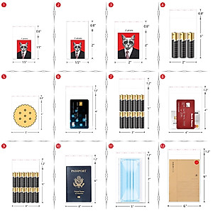 Small Clear Adhesive Cellophane Bags 2x2" Tiny Self Stick Cello Baggies 300pcs Square OPP Poly Bags 2mil for Photo Beads Coins Buttons Earrings Powder