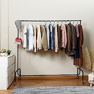 Zelecube Clothes Rack Heavy Duty Clothing Rack with Wheels, 70 Inch Garment Rack Wardrobe Rack Clothing Racks for Hanging Clothes, Coats, Skirts, Shirts, Sweaters, Black