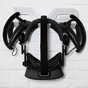 VRbrother Wall Mount Storage Hook Stand VR Headset with More Devices The Universal Wall Mount Hanger for Oculus Quest2,Oculus Rift-S,HTC ViveVive ProVive Cosmos,HP Reverb G2,Valve Index PSVR (White)