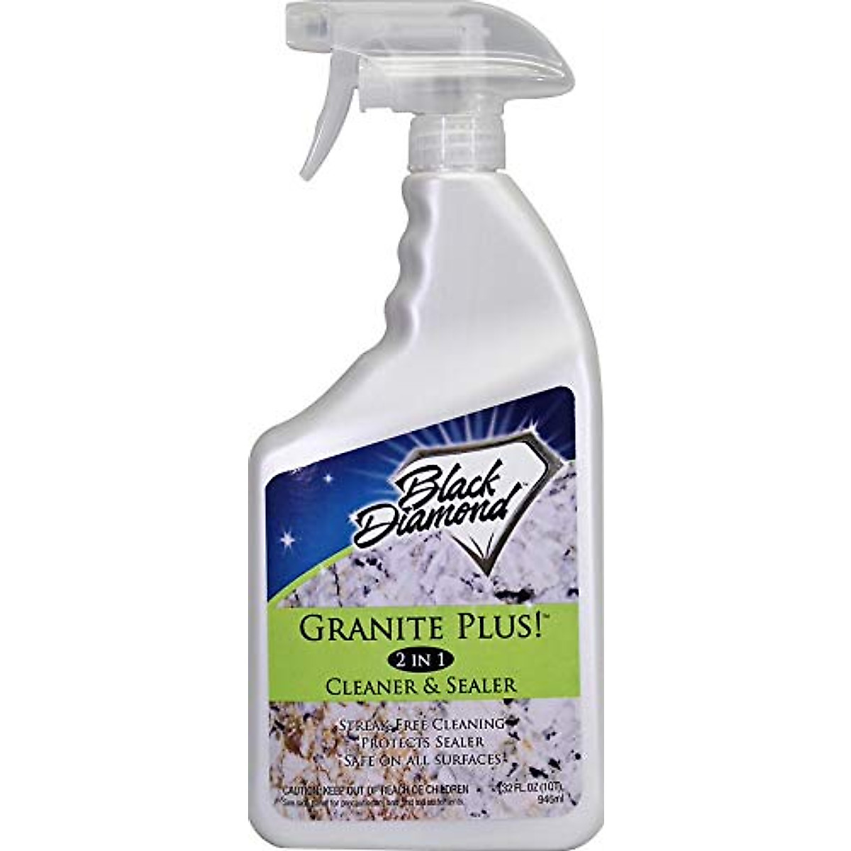 Black Diamond Stoneworks GRANITE PLUS! 2 in 1 Cleaner & Sealer for Granite, Marble, Travertine, Limestone, Ready to Use! (1-Quart) AND Granite Polish Preserver: Wax & Protectant – (1 Pint)