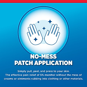 Amazon Basic Care Medicated Cold Hot 5% Menthol Patch, 7.87” x 3.93”, 15-Count Box (Previously HealthWise)