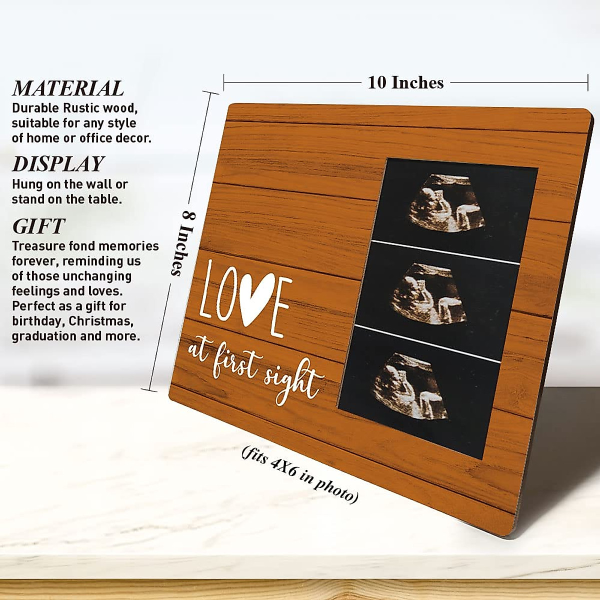 Baby Ultrasound Picture Frame, Love at First Sight, New Mom Gifts, Baby Pregnancy Announcements Gifts for First Time New Dad Mom Ready to Be, Baby Shower Gifts for First Time Parents Newborn Baby