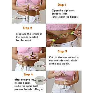 60 Inch Belly Beads for the Waist No Stretch Plus Size Tie on Waist Beads for Women DIY Custom Length Adjustable (Tie On, 60in)