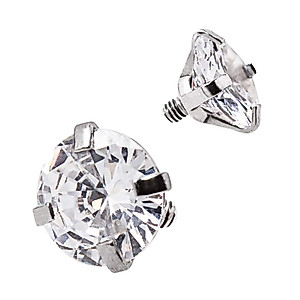 Clear 5mm CZ Crystal Gem 316L Stainless Steel Internally Threaded Dermal Top (Sold by Piece)