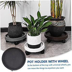 Yardenfun Flower Pot Base Planter Pots for Indoor Plants Pot Trays for Plants Pots for Outdoor Plants Plant Saucer 14 Inch Plant Caddy on Wheels Tray Pallet with Universal Wheels Round Brown