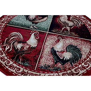 Rooster Style Round Area Rug Design L-379 (5 Feet 5 Inch X 5 Feet 5 Inch) Round