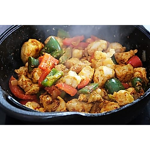 Cast Iron Balti Dish Pot with a Glass Lid, 3 Quart Medium Cast Iron Casserole Dish, Nonstick Handi Cast Iron Kadai Indian, Asian Wok, Dutch Oven