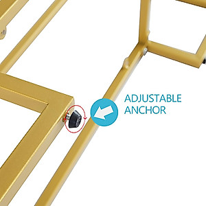 Golden Metal Glass Coffee Table - Two-Tiered with Tempered Glass, Stylish Metal Frame Coffee Table for Bedroom, Dining Room, Office Room.