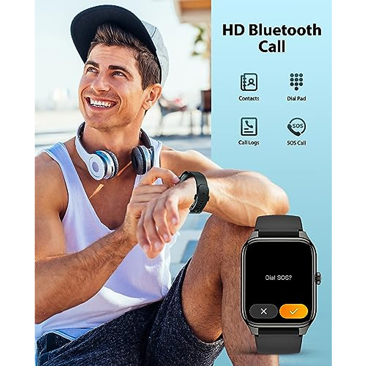 EGQINR Smart Watch, 1.78" AMOLED 368 * 448 HD Screen, 69 Sports Modes Fitness Tracker with Heart Rate, Blood Oxygen, Sleep, IP68 Waterproof Smartwatch with Bluetooth Call for Android iOS