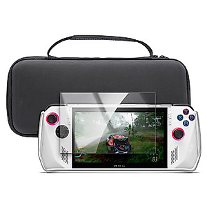 ENCASED 3-in-1 Asus ROG Ally Accessories Bundle - Clear Grip Case with Tempered Glass Screen Protector and Protective Carrying Bag with Handle (EVA Hard Shell)