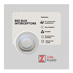 Zulu Supply Bed Bug Interceptors, Traps, 12 Pack, Bedbug Monitor, Detector for Bed Legs or Furniture (White 12-Pack)