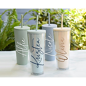 Double Wall Personalized Tumbler with Straw 24 oz | Acrylic Custom Tumbler with Straw | Lid and Straw | Personalized Gifts for Women