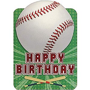 Paper House Baseball on Green Die Cut Foil Sports Birthday Card for Kids