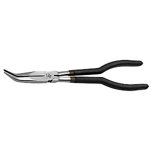 Performance Tool W1045 11-Inch Long Reach 45-Degree Bent Long Nose Pliers, Black