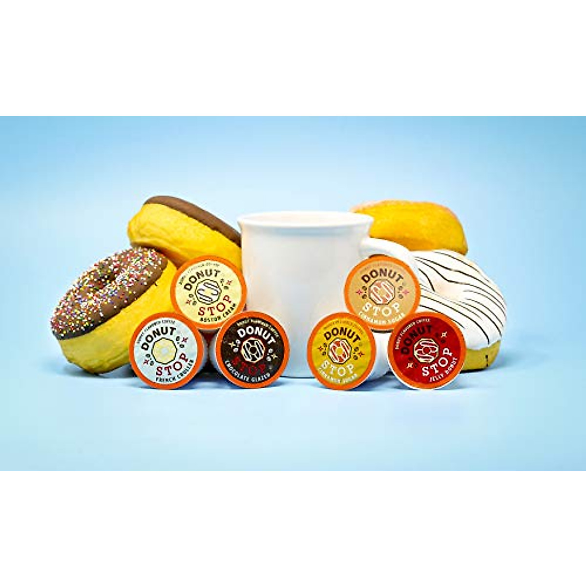 Donut Stop Flavored Coffee Pods, Compatible with 2.0 K-Cup Brewers, Donut Flavor Coffees, Assorted Variety Pack, 40 Count