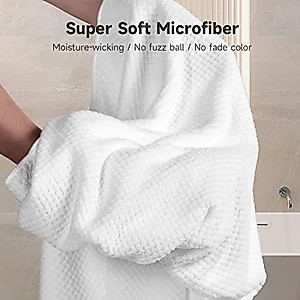 Umisleep Extra Large Microfiber Hair Towel for Women Long, Curly, Thick Hair, Super Soft Anti Frizz Quick Dry Hair Towel Wrap, Ultra Absorbent Hair Turban with Elastic Band White