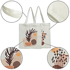 2Pcs Canvas Tote Bag for Women Aesthetic Tote Bag Reusable Flower Tote Bag with Handles for Shopping School Supplies