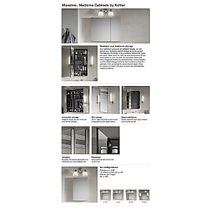 KOHLER K-81147-DA1 Maxstow Frameless Surface Mount Bathroom Medicine Cabinet, 15" x 40", Dark Anodized Aluminum