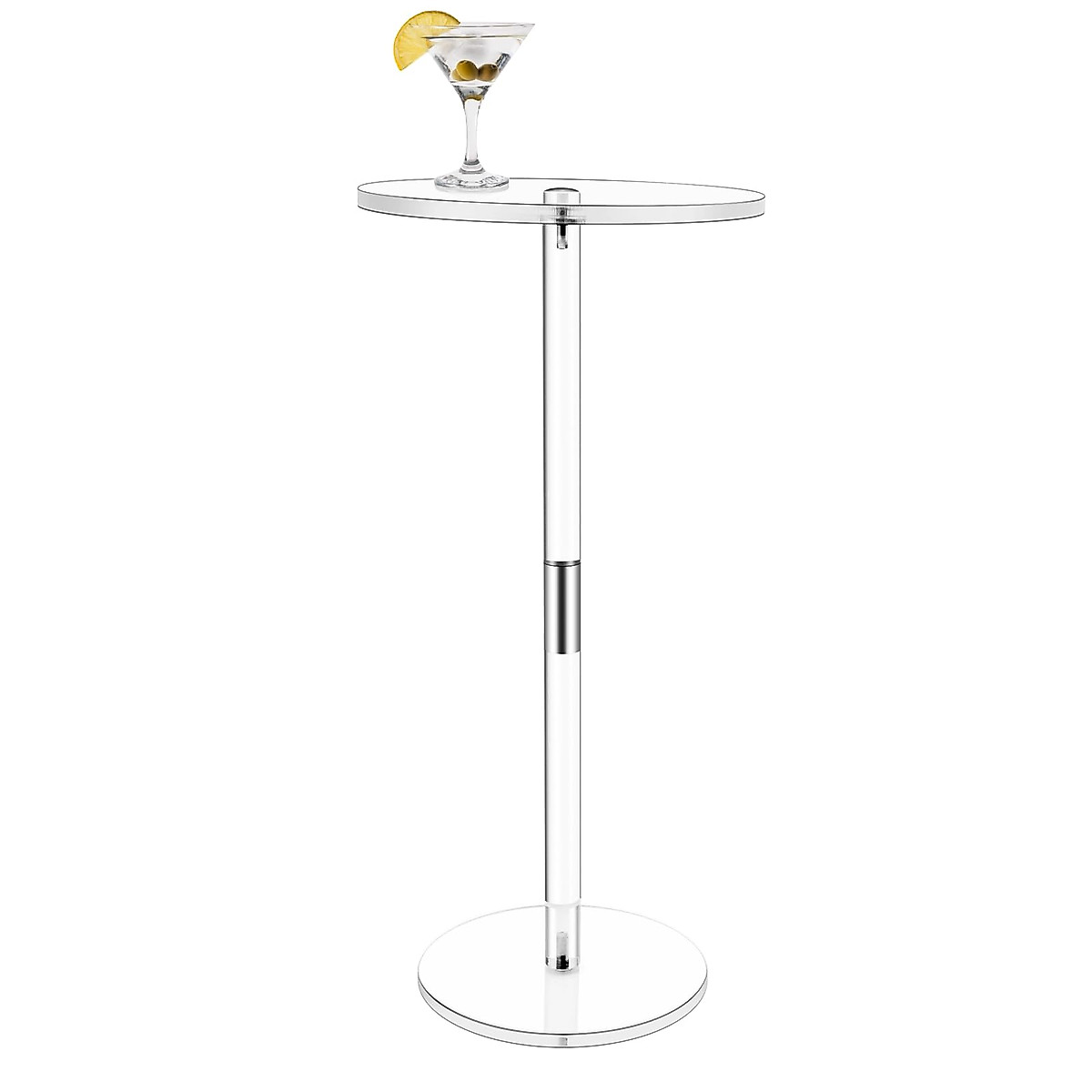 VRFRSX Acrylic Round Drink Table for Small Spaces,Minimalist End Table/Side Table for Living Room,9.8" L x 9.8" W x 21.5" H,Clear