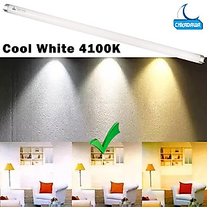 CHKADAWA 24 Inch Fluorescent Light Bulb F17T8/841 17 Watts, 2 Ft T8 17W Cool White 4100K Straight Linear Fluorescent Tube, G13 Medium Bi-Pin Base, 6 Pack