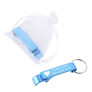 100pcs Personalized Wedding Favors Bottle Opener Custom Aluminum Bottle Opener With Organza Bags, Engraved Any Text/Logo Wedding Favors, Brewery, Bar, Anniversaries, Party, Guests, 2021 Christmas