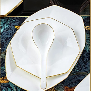 MBBJM 58 Heads Ceramic Dinner Dish Rice Bowl Soup Salad Noodles Bowl Plate Dinnerware Set (Tableware 1 Set And 1 Pot)