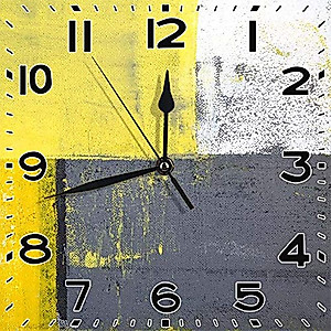 YiiHaanBuy Stylish 3D Beautiful Grey and Yellow Decorative Street Modern Grunge Abstract Squares Wall Clock, 9.5 Inch Battery Operated Quartz Analog Quiet Desk Clock for Home,Office,School