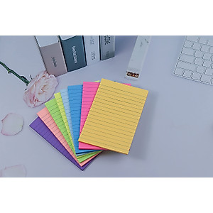 (8 Pack) Lined Sticky Notes Post, 8 Colors Self Sticky Notes Pad Its 4X6 in, Bright Post Stickies Colorful Big Square Sticky Notes for Office, Home, School, Meeting,40 Sheets/pad