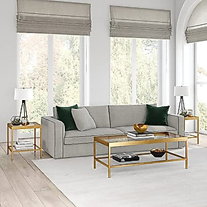 Henn&Hart 45" Wide Rectangular Rectangular Coffee Table in Brass, Modern Rectangular Coffee Tables for living room, studio apartment essentials