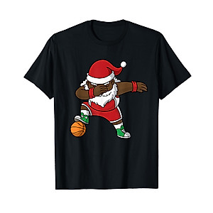 Basketball Dabbing Black African American Santa Claus T-Shirt
