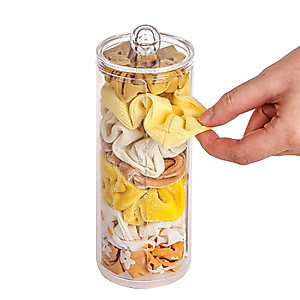 FABROK Scrunchie Holder Stand, 2Pcs Clear Hair Ties Holder Organizer with Lid, Clear Hair Accessories Organizer Perfect for Teen Girls