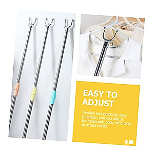 GANAZONO 6 Pcs Clothes Pole Retractil De Stainless Steel Retractable Clothesline Boot Stand Outdoor Clothes Hook Pole Closet Stick for Hanging Clothes Telescoping Reach Stick