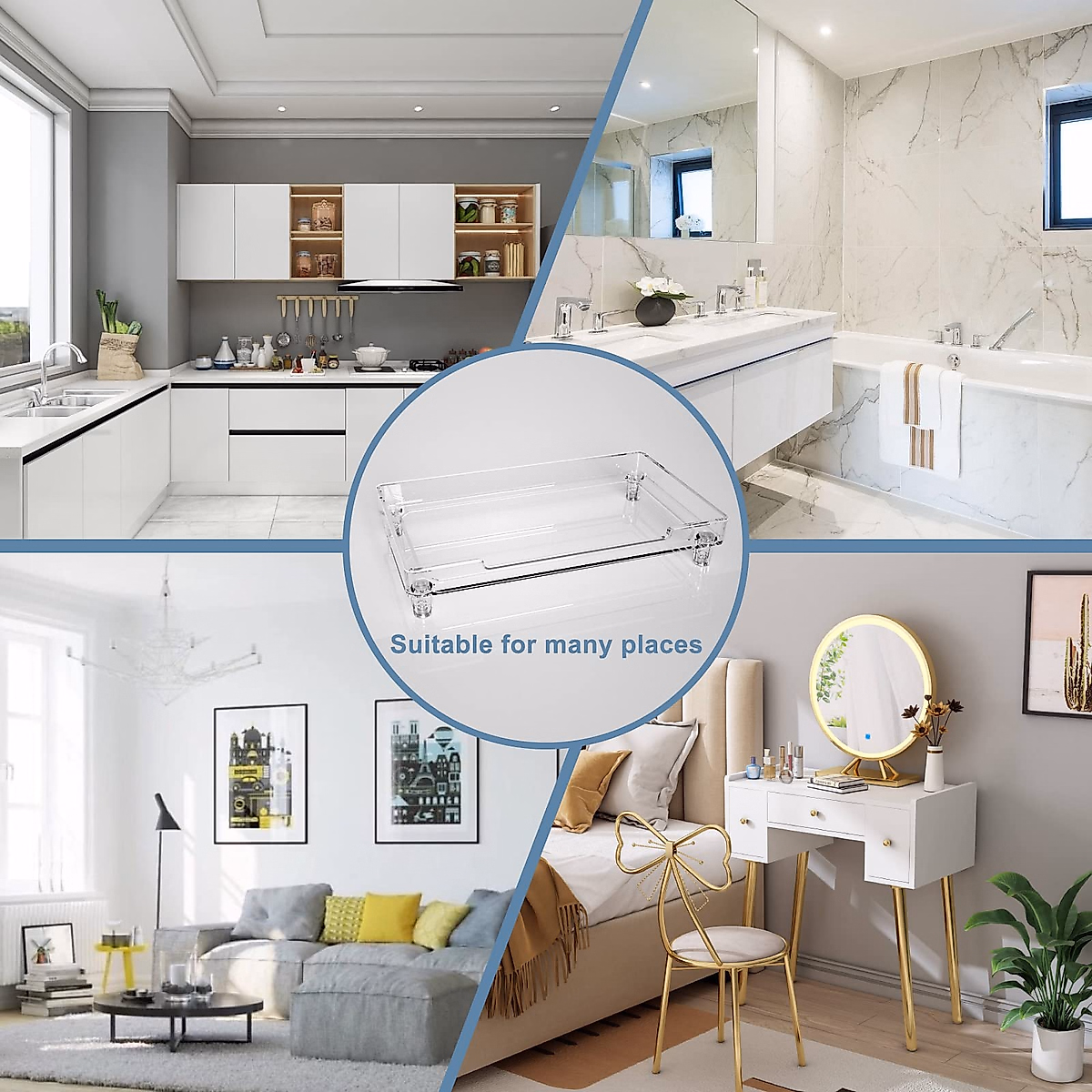 YIEZI Multi-Functional Plastic Shelf, 3-Tier, Anti-Slip, Easy Assembly, 30cm x 30cm x 10cm, Ideal for Organizing Cosmetics, Perfumes, Soaps, Lotions, and More