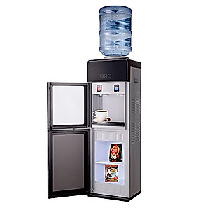Top Loading Water Cooler Dispenser, Axonl Holds 3-5 Gallon Bottles Compressor Cooling Water Dispenser Hot&Cold Water Cooler Dispenser Safety Lock&Storage Cabinet Home Office School, Grey VWD0003AGR