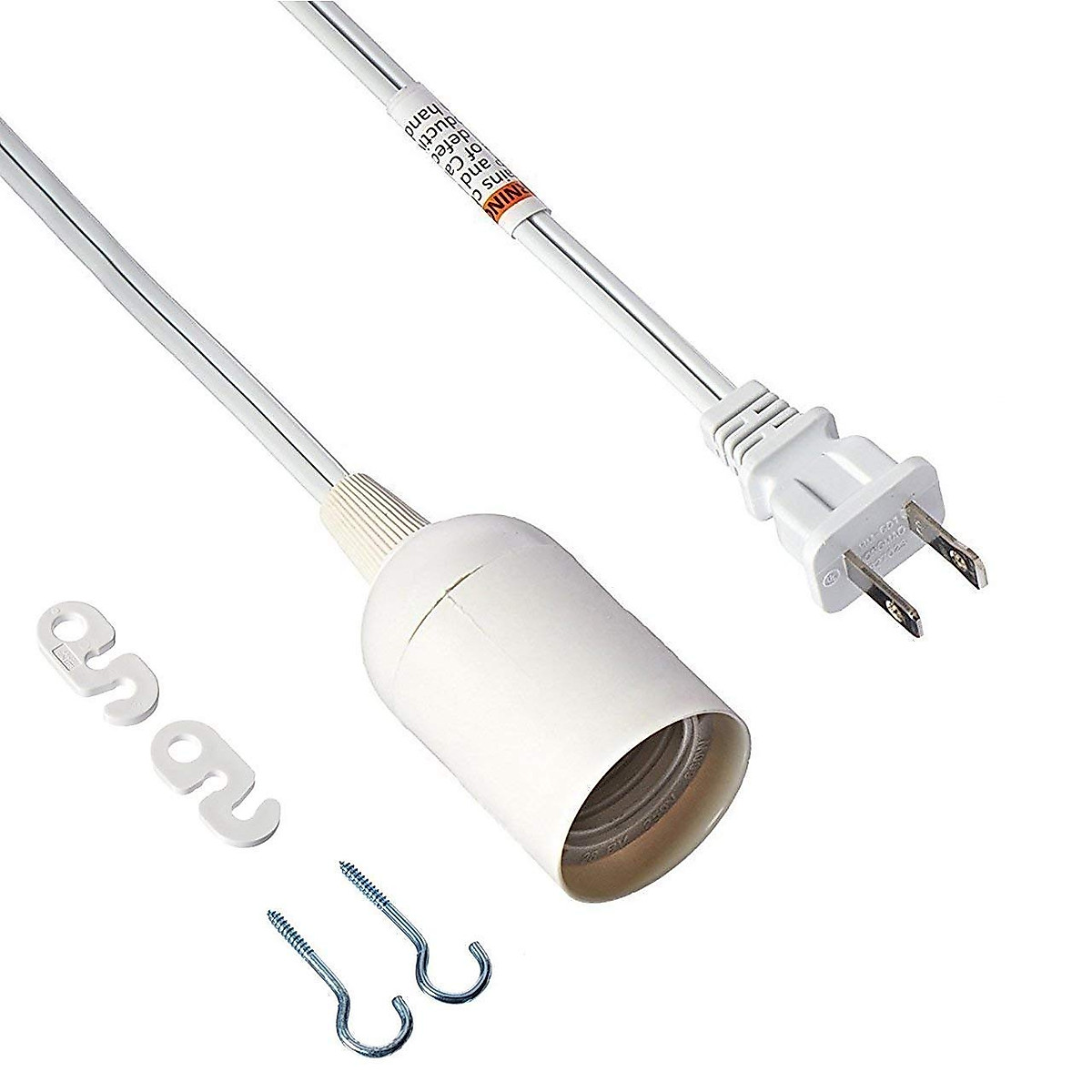 Simple Deluxe 360W 15ft Extension Hanging Lantern Pendant Light Lamp Cord Cable E26 Socket (No Bulb Included) On/Off Switch, 2 Pack, White