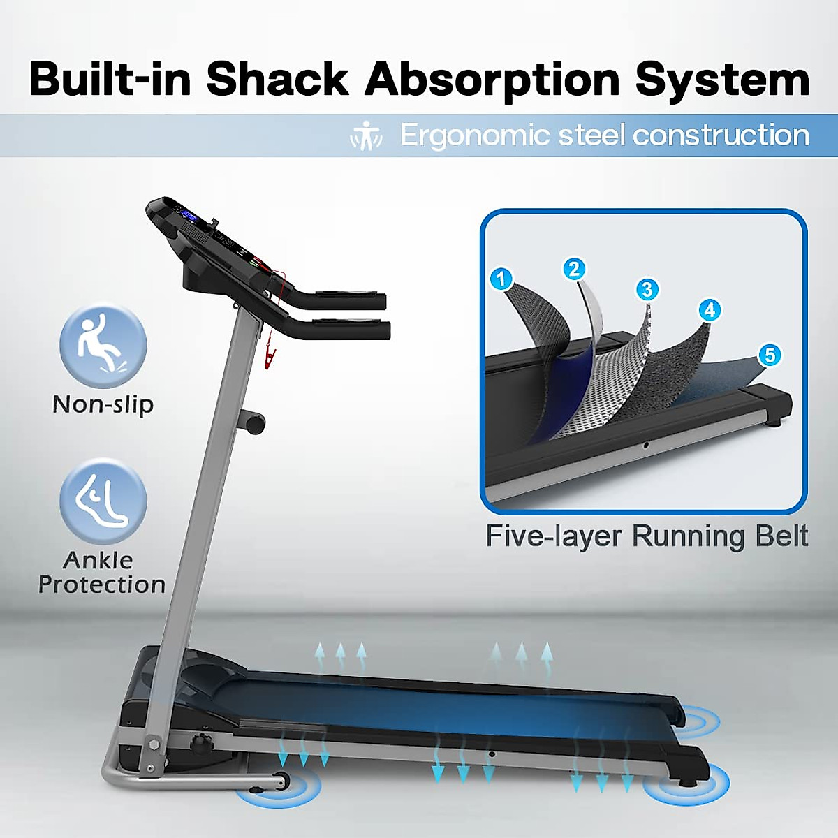 Treadmill,Home Foldable Treadmill with Incline, Folding Treadmill for Home Workout, Electric Walking Treadmill Machine 15 Preset or Adjustable Programs 250 LB Capacity MP3
