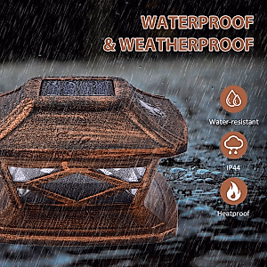 TWINSLUXES Solar Post Lights Outdoor 2 Modes Waterproof LED Solar Post Cap Lights for 3.5x3.5 4x4 5x5 and 6x6 Wooden&Vinyl Post,Solar Fence Cap Light for Garden/Patio/Porch Solar Powered(8 Pack)