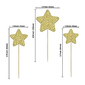 Gyufise 42Pcs Star Cupcake Toppers Gold Glitter Assembled Twinkle Star Cupcake Picks Wedding Engagement Bridal Shower Birthday Party Cake Decorations Supplies Mixed Size