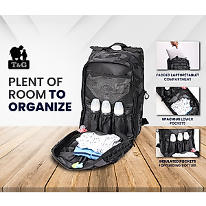 Toddlers and Gunners Dad Diaper Bag, With Diaper Changing Mat, USB Port & Laptop Compartment. Diaper Bag Backpack with Straps for Stroller. Large Diaper Bag for men and women (Black Camo).