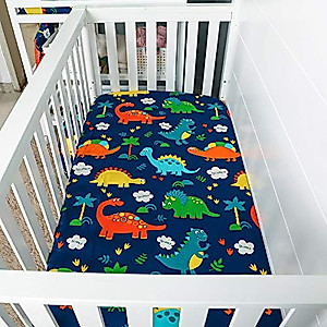 UOMNY Crib Sheets for Boys Fitted Crib Sheet Baby Sheet for Standard Crib and Toddler Mattresses Nursery Bedding Sheet Crib Mattress Sheets for Boys and Girls1 Pack Dinosaur Toddler Sheet