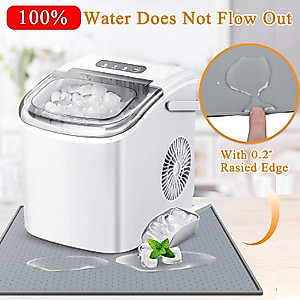 Mat for Ice Makers Countertop, Mat for Nugget Ice Maker Countertop with Non-Slip Dots, Waterproof Silicone Mat for Portable Small Mini Countertop Ice Machine Maker, 19''x12''