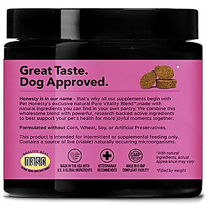 Pet Honesty Senior Dog Multivitamin - Essential Dog Vitamins and Supplements - Glucosamine, Probiotics, Omega Fish Oil for Dogs Health & Heart- Dogs Vitamins Health Supplies (Duck 90 ct)