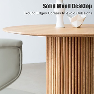 QQXX Round Pine Solid Wood Dining Table,Simplicity Kitchen Table with Wooden Pedestal Base,Leisure Coffee Table Dining Room Table Restaurant Furniture(27.6" L x 27.6" W x 29.5" H, Light Wood)