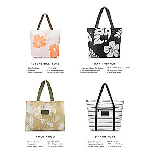 ALOHA Collection Splash-Proof Reversible Monstera Holo Holo Tote in Seaweed