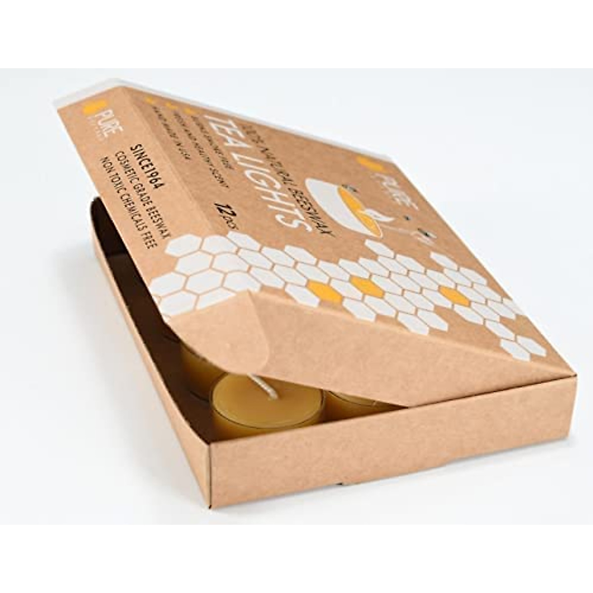 Beeswax Tea Light Candles - 100% Pure Natural Refined with Chemical Free Cotton Beeswax WickBONUS Get a free DRIPLESS beeswax lighter Wick MADE IN USA